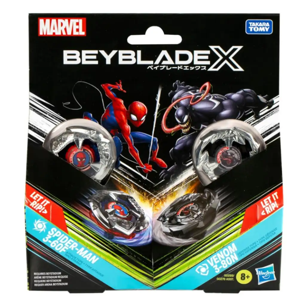 Beyblade X Marvel Collab Venom vs. Spider-Man 3-60F X Venom 3-80N ...