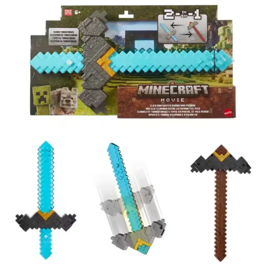Minecraft Minecraft film 2 v 1 z mečem in krampom, ki se preoblikuje s ...