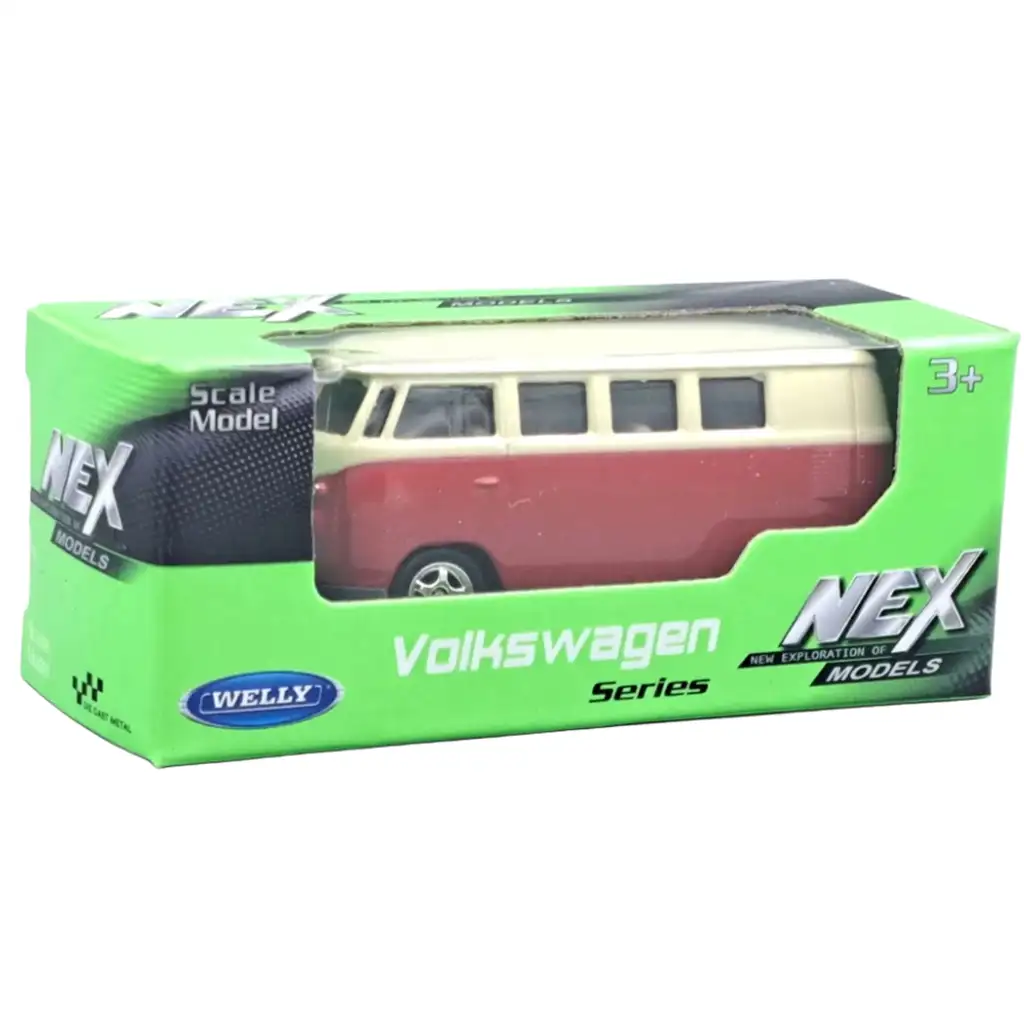 Welly Volkswagen T1 rdeč kovinski modelček avtomobila 1/64 nakupovanje ...