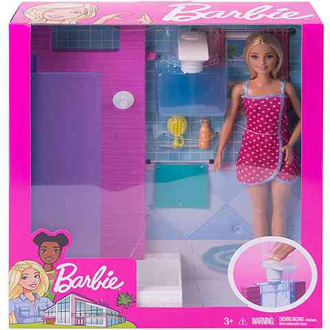 Barbie Tuš kabina set pohištva z lutko - Mattel nakupovanje v IgračeShop